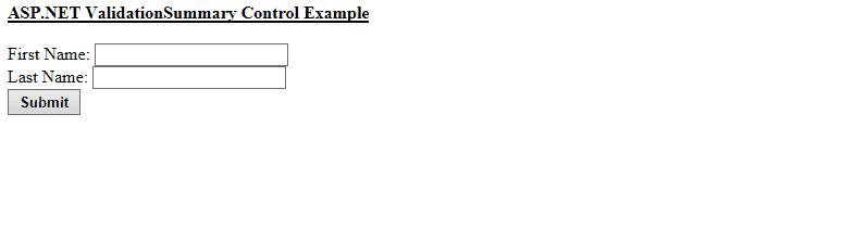 ASP.NET ValidationSummary Control - techstrikers.com